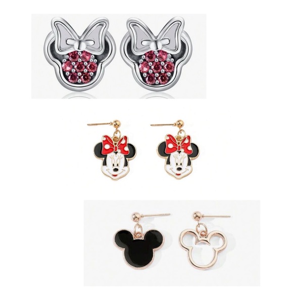 Disney | Jewelry | Set Of 3 Mickey Minnie Mouse Earrings Perfect For ...